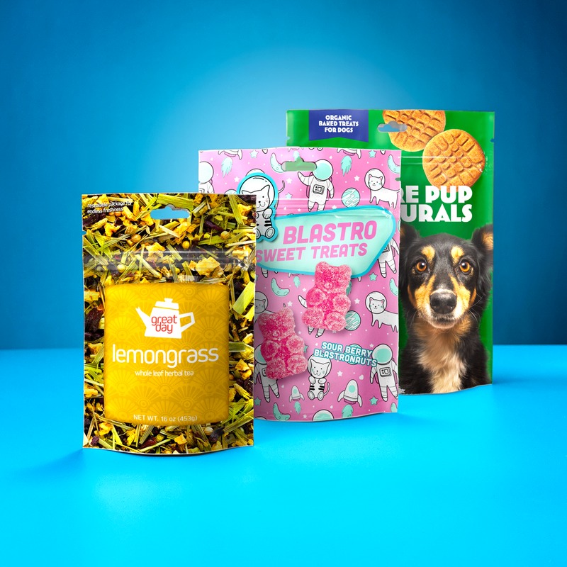 Custom Printed Stand-Up Pouches - Free Shipping | MakeStickers